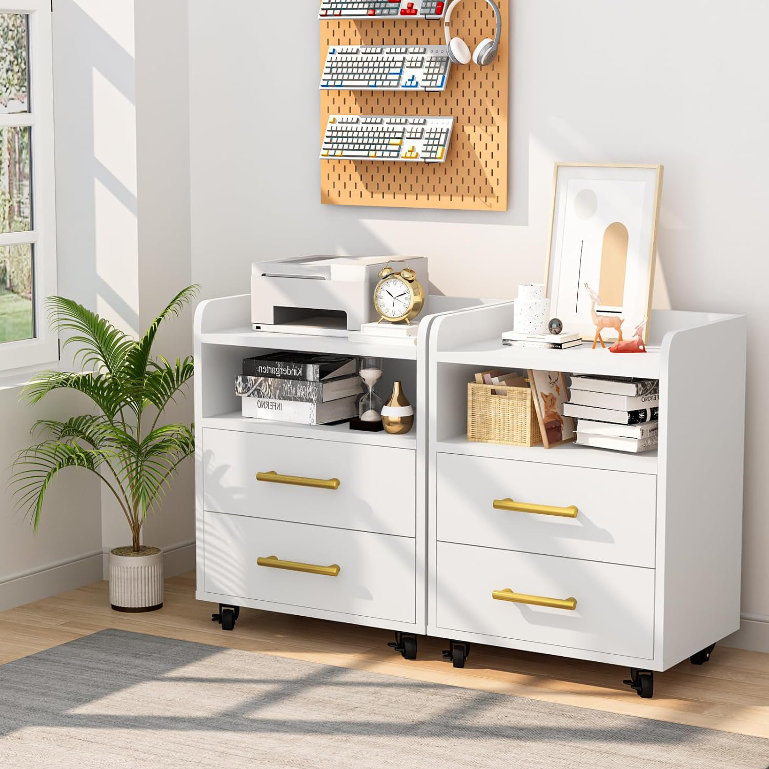 Mercer41 Wooden Mobile File Cabinets, 2 Drawers Home Office ...