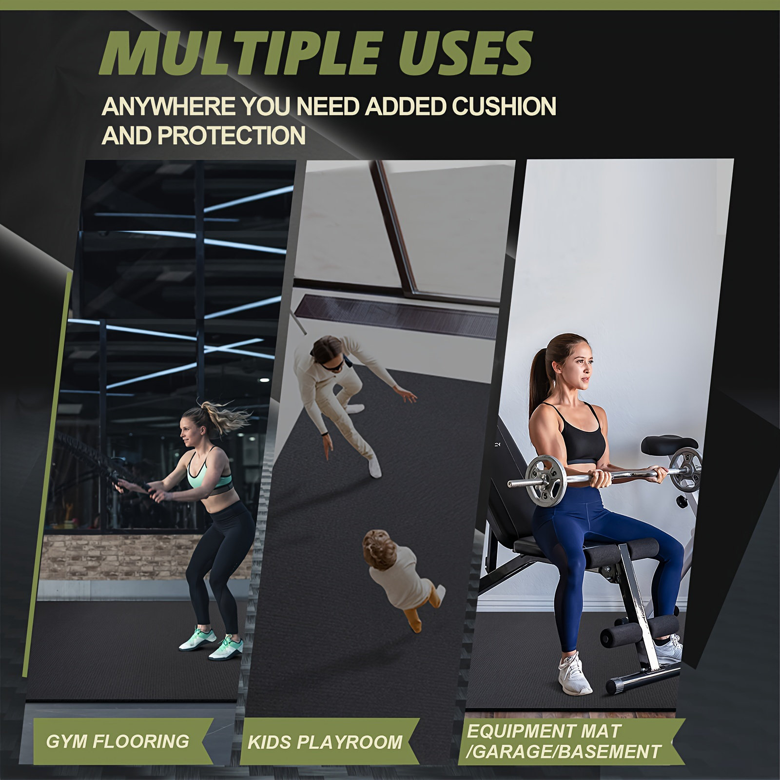 MAXVINI Large Exercise Mat 10x6 Ft Workout Mat Gym Flooring For Home ...