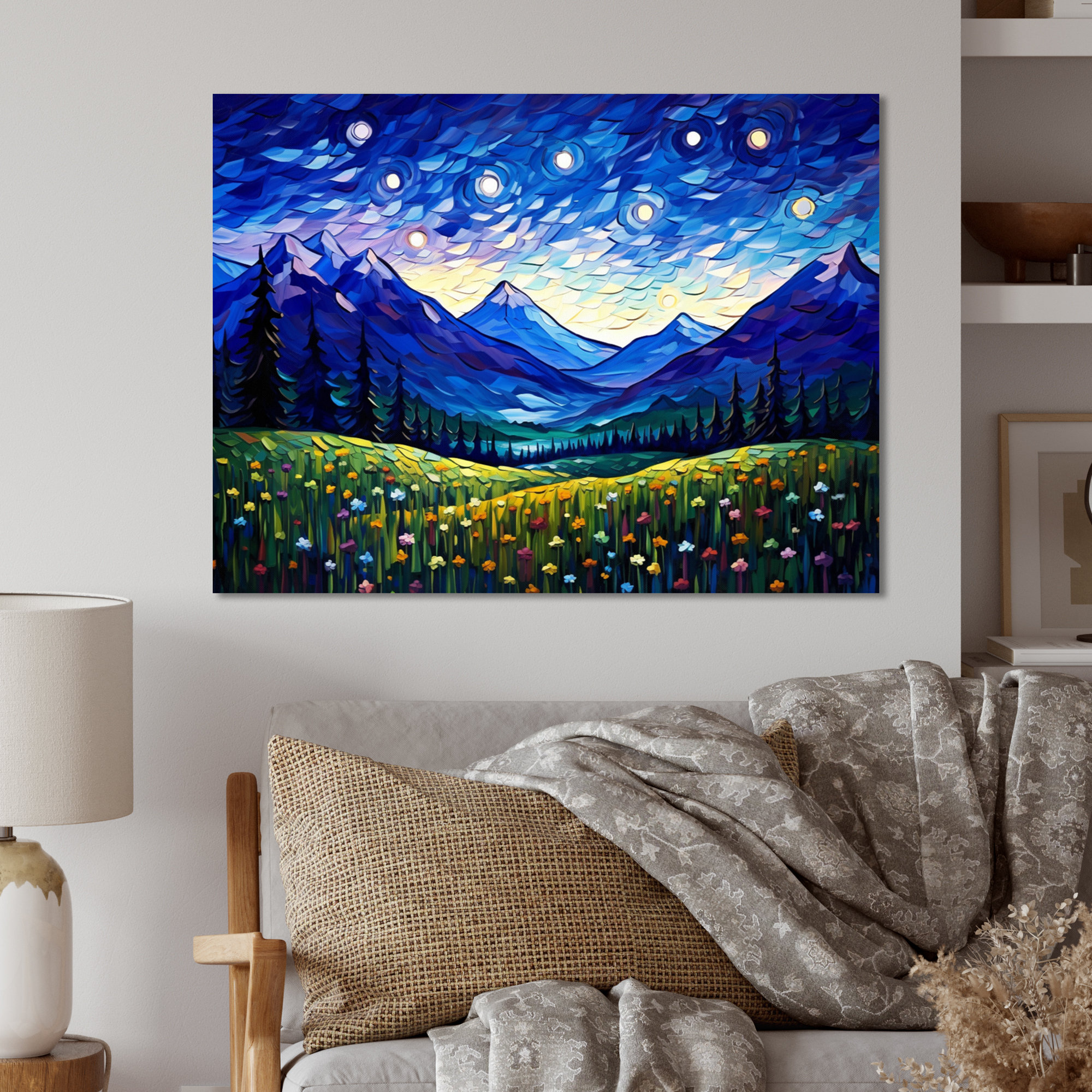 Loon Peak Vangogh Starry Night Over The Mountains - Vangogh Print on ...