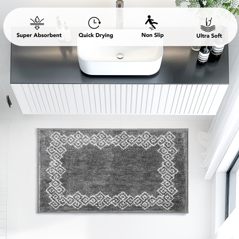 Winston Porter Non-Slip Soft and Absorbent Bath Rug for Bathroom Floor ...