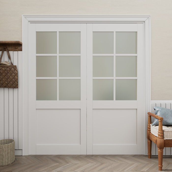 ARK DESIGN Paneled Manufactured Wood and Frosted Glass Pivot Doors with ...