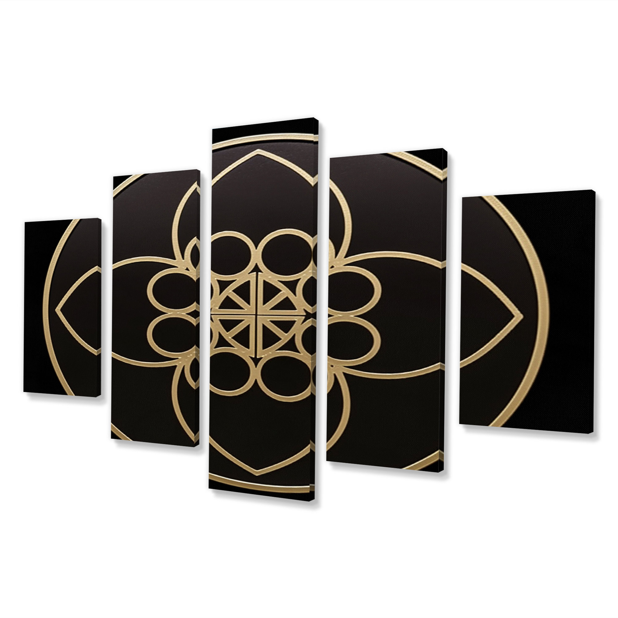 Design Art Sacred Geometry Seal In Gold On Black I - Modern Geometric ...