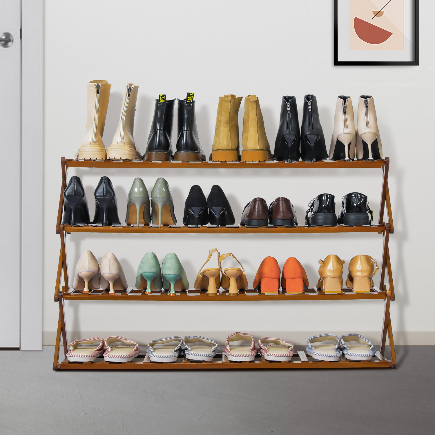 Bring Home Furniture 4-Tier Foldable Multifunctional Shoe Rack-24.4" H ...