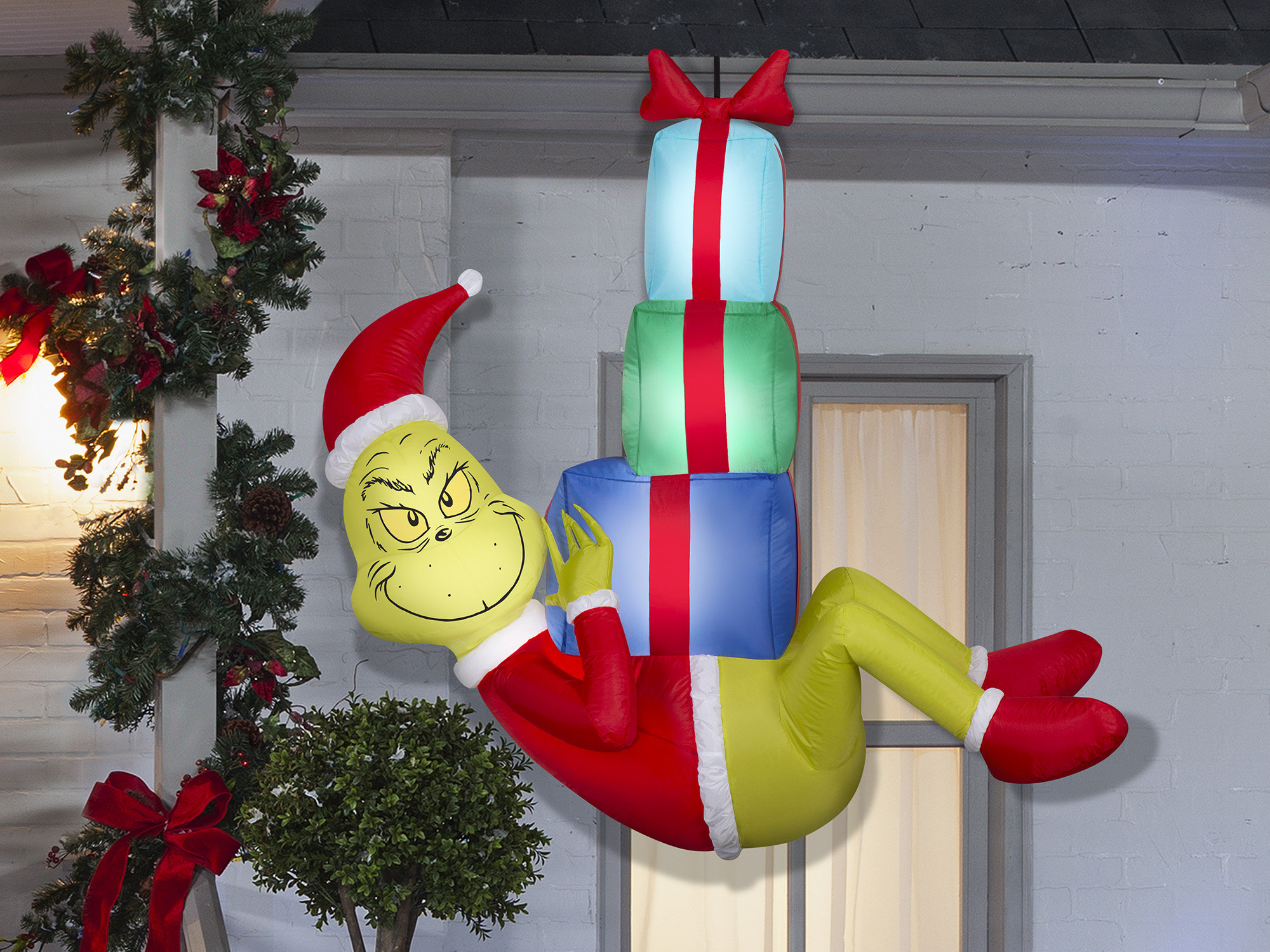 Gemmy Industries 4 Foot Dr. Seuss The Grinch Hanging with Presents ...