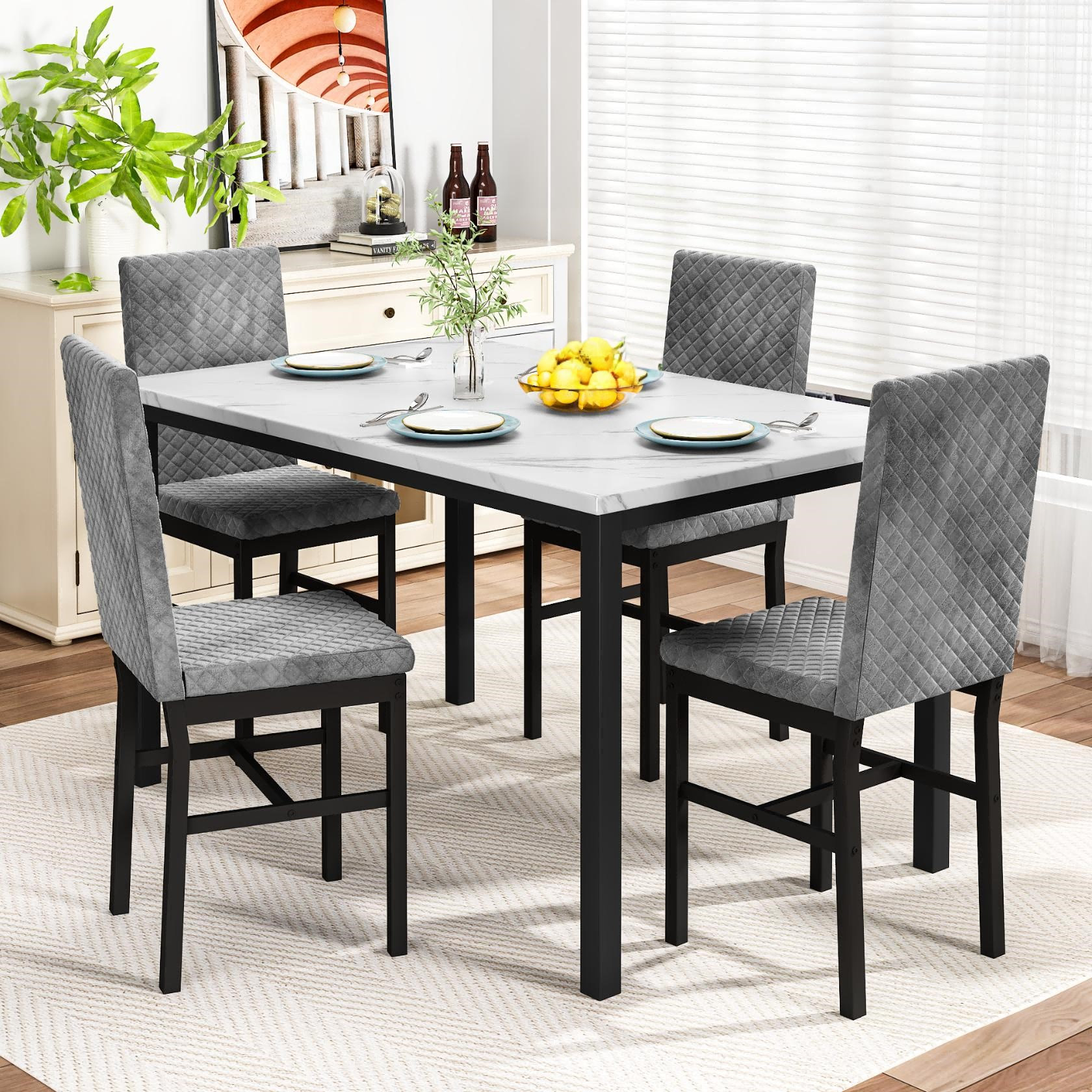 Ebern Designs Modern Kitchen Dining Room Table And Chairs Set, Dining ...