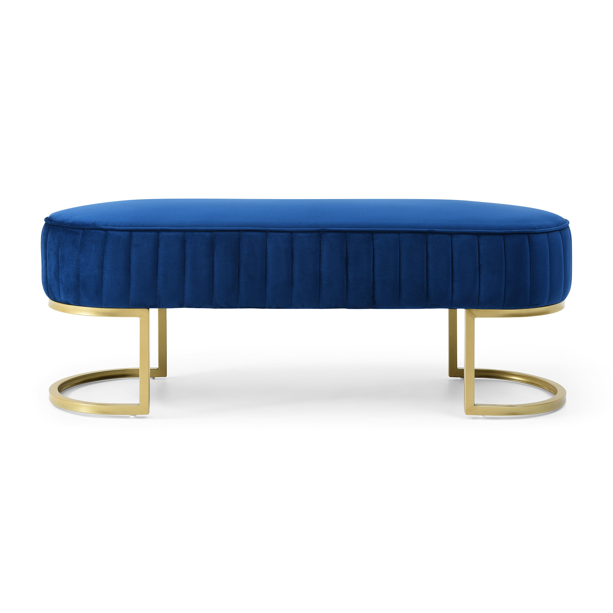 Latitude Run® 48" Blue Velvet Hallway Bench With Golden Legs - Modern ...