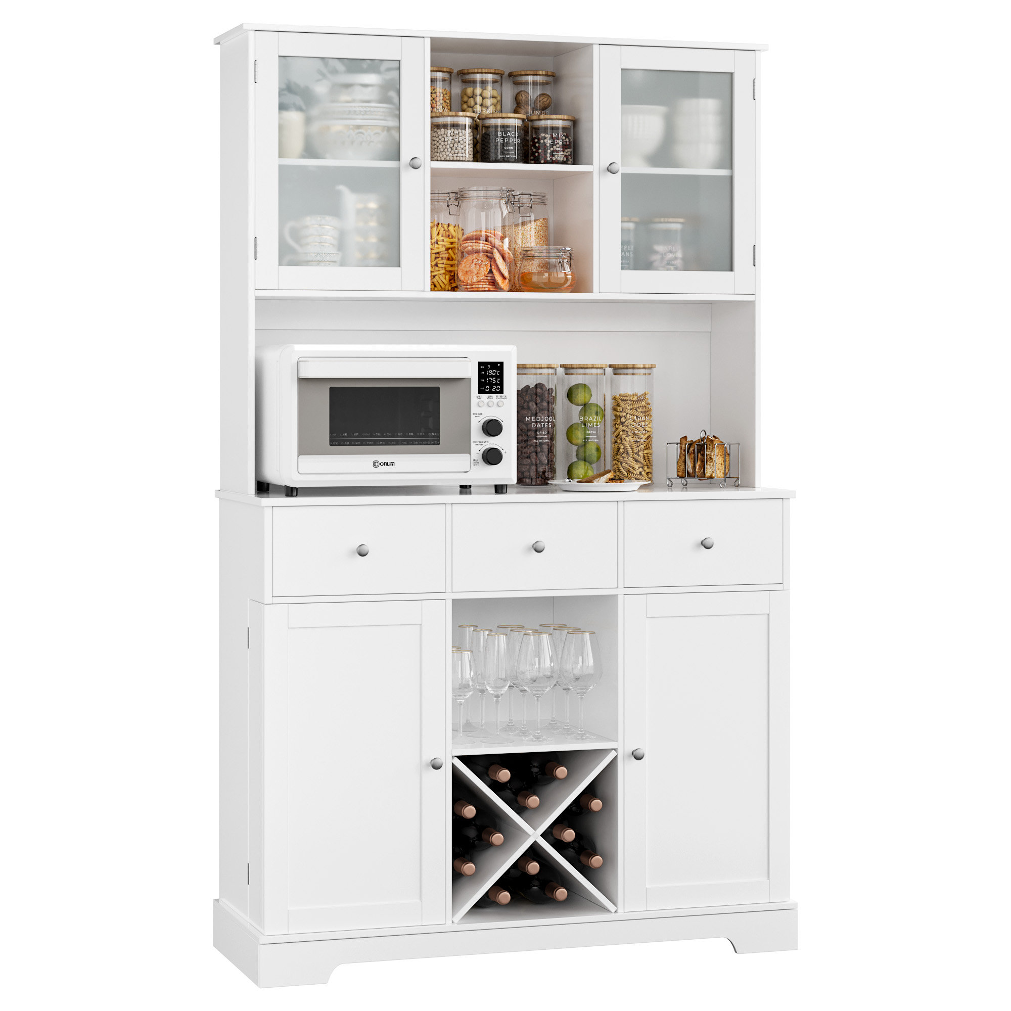Winston Porter Nyanza 68" H Kitchen Pantry With Removable Wine Rack ...