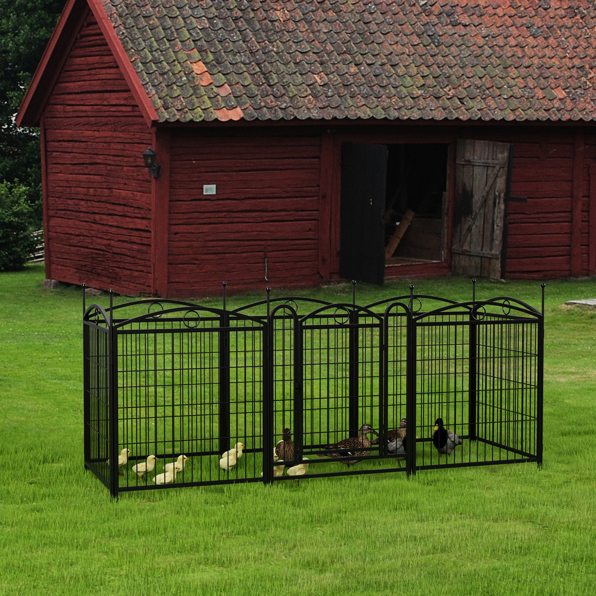 Latitude Run® Large Metal Dog Enclosure Assembly, 8 Panels, Indoor ...