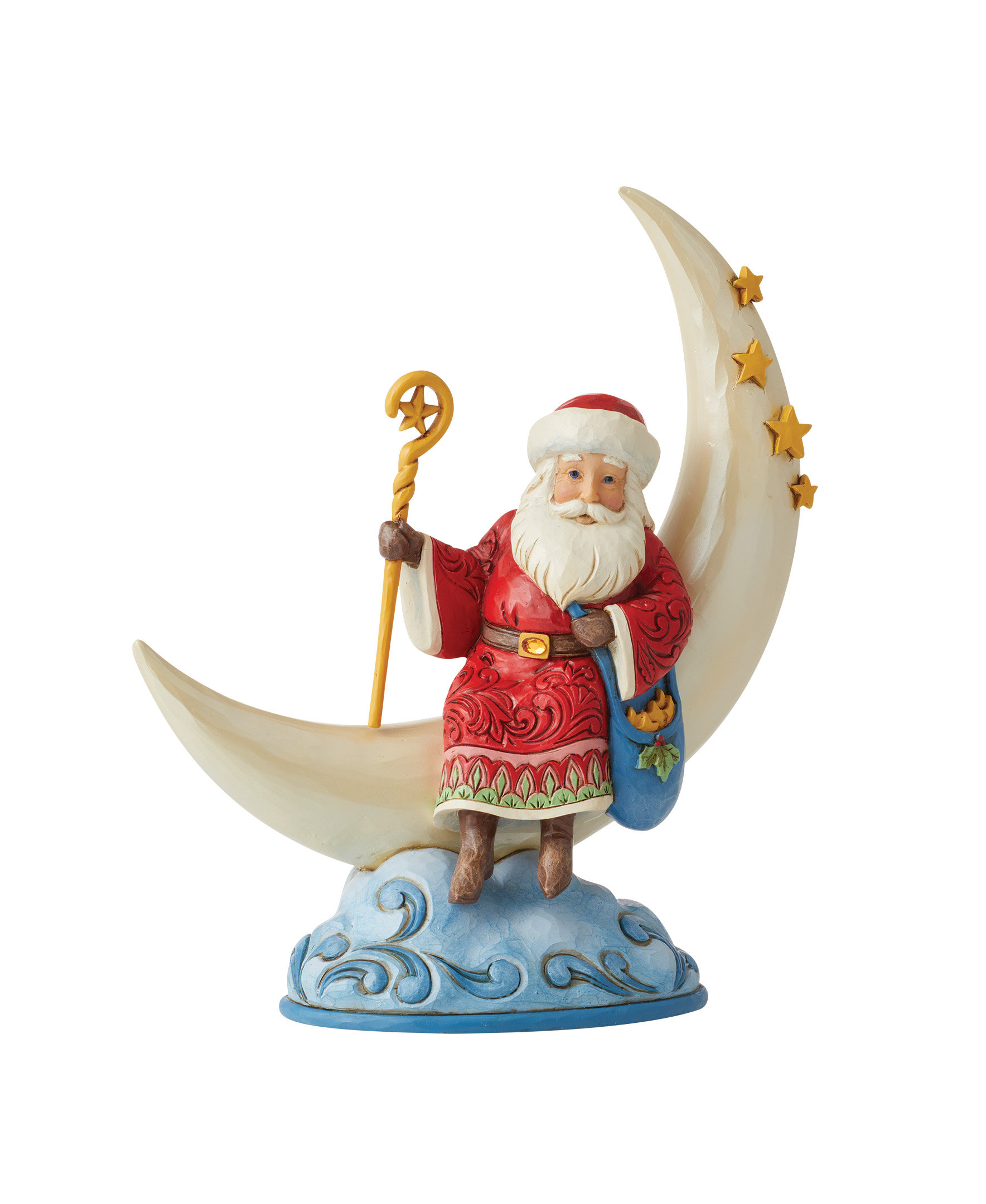 Jim Shore Heartwood Creek Figurine Santa on Cresent Moon | Wayfair