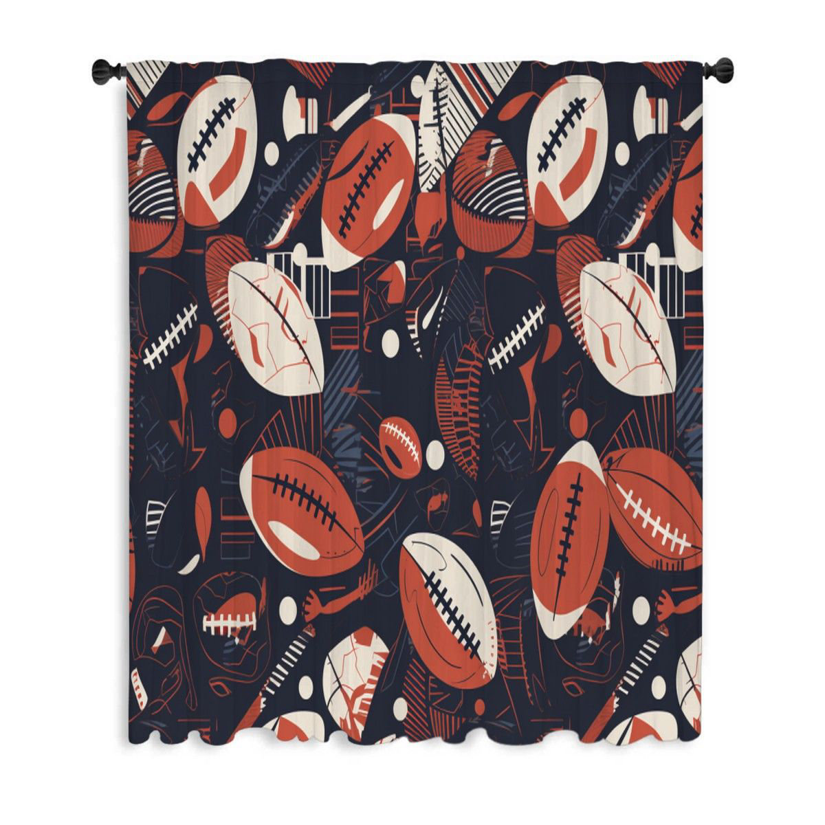 VisionDecor Football Window Curtains, Soccer Blockout & Sheer Curtains ...