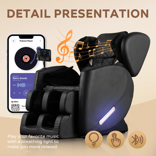 Inbox Zero Faux Leather heated zero gravity massage chair and smart ...