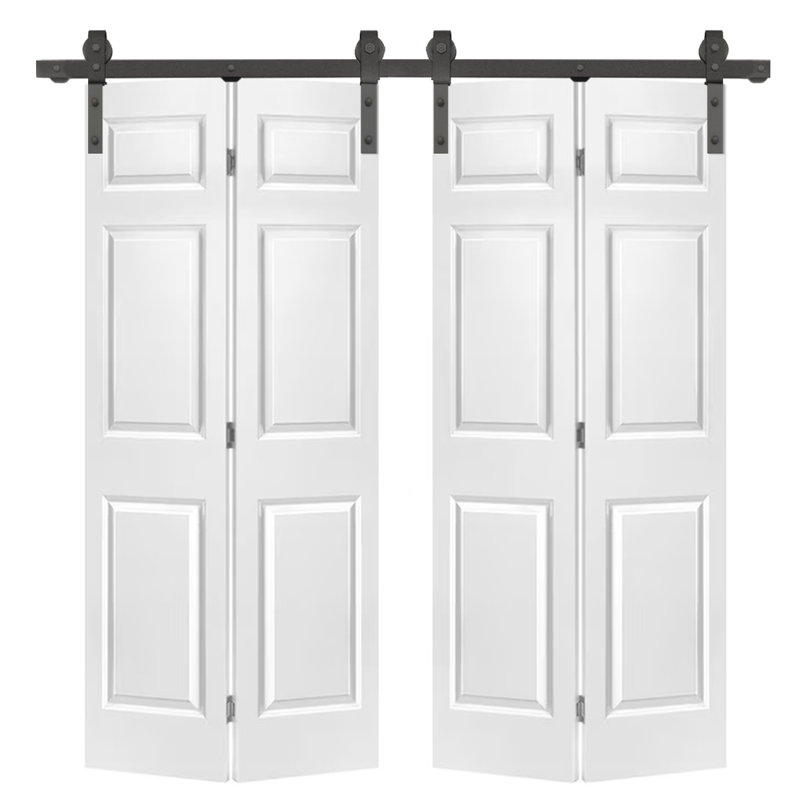 Calhome Paneled MDF Composite Double Bifold Barn Doors with ...