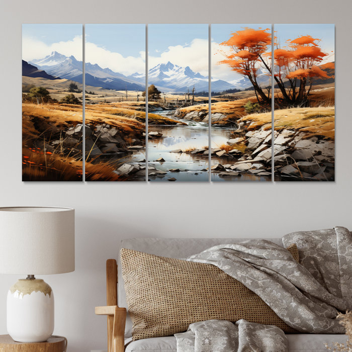 DesignArt China Art Golden Autumn - Chinese Metal Art Print Set | Wayfair