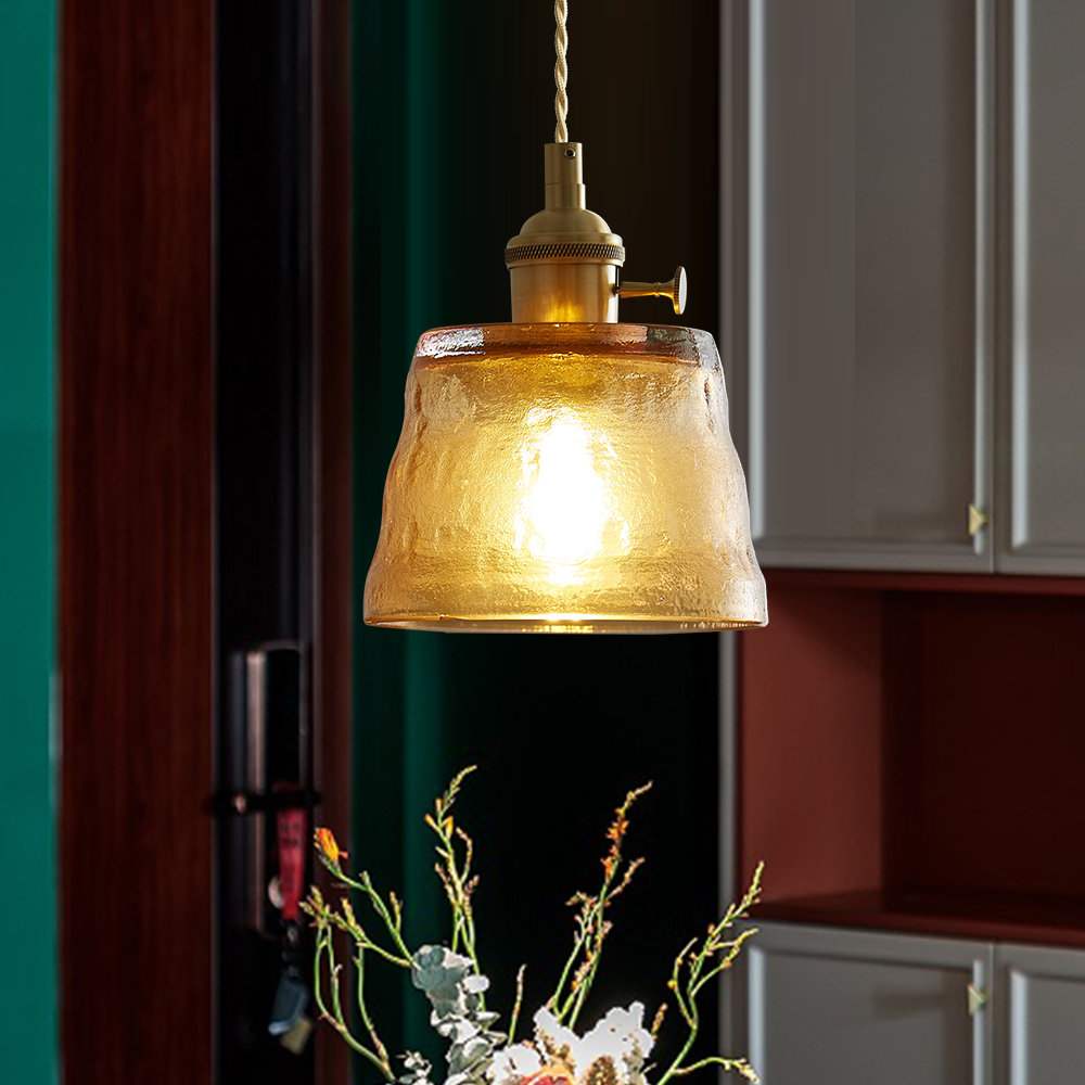 Mercer41 1-Light Vintage Pendant Light Teal Glass Pendant Light ...