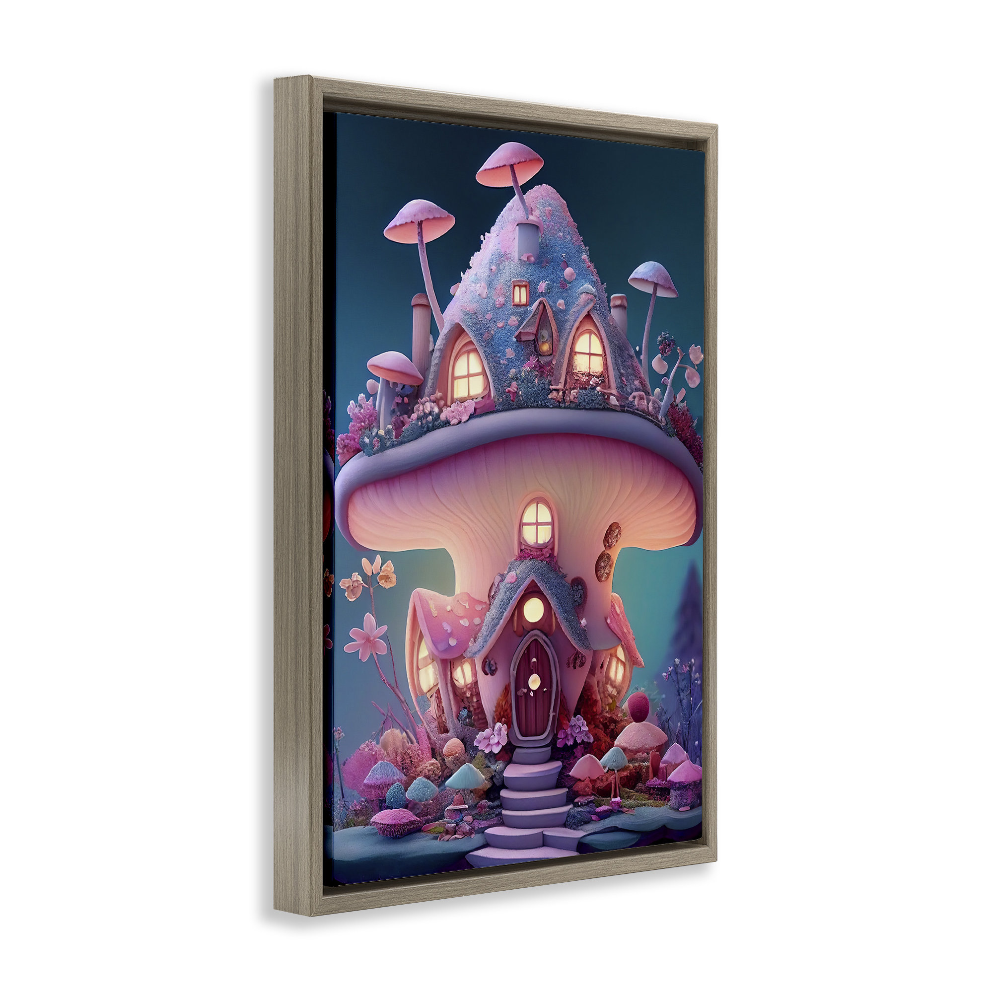 Trinx Mystical Mushroom House Framed Floater Canvas by Sasha | Wayfair
