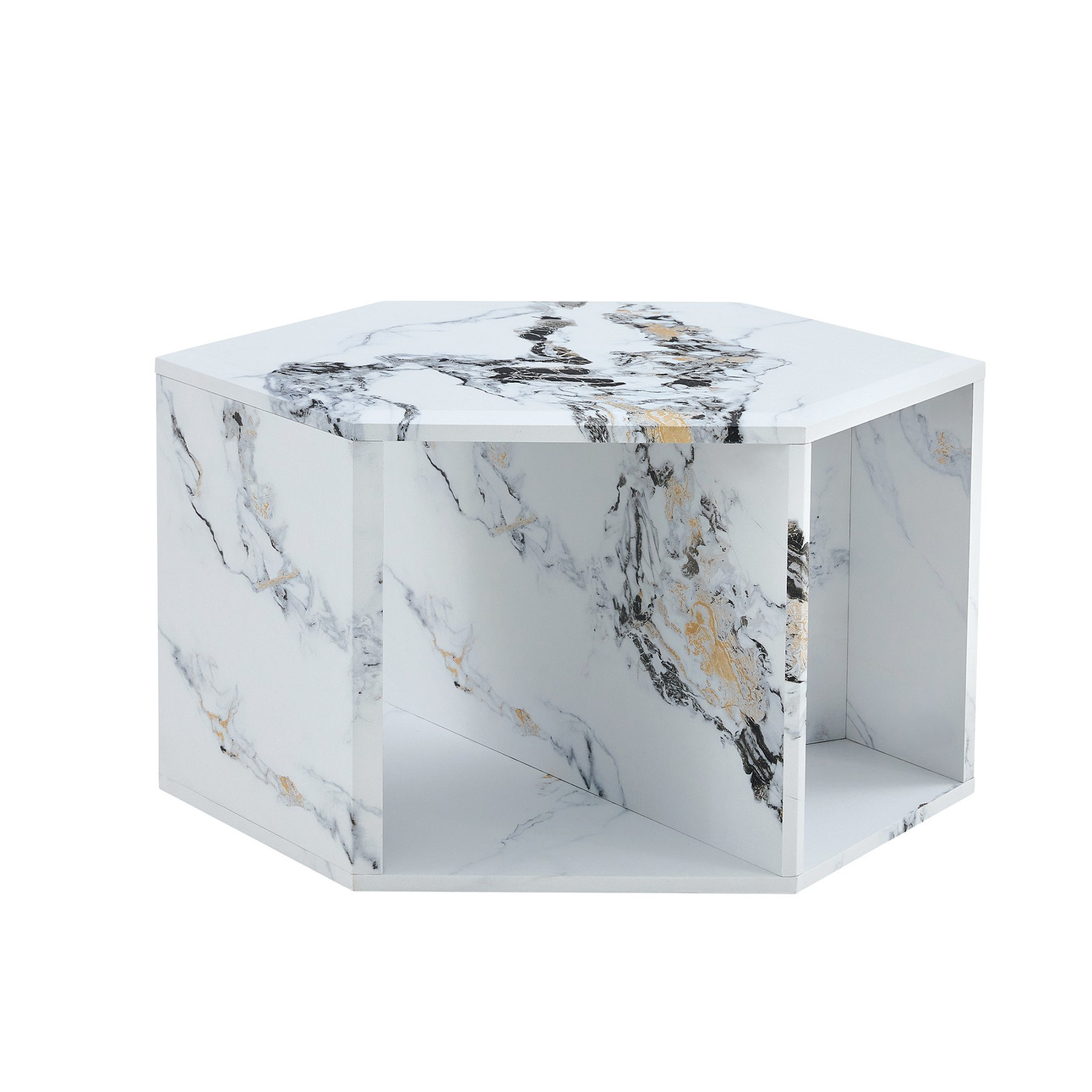 Ivy Bronx Stylish Hexagonal MDF Coffee Table - Feature Pattern Stickers ...