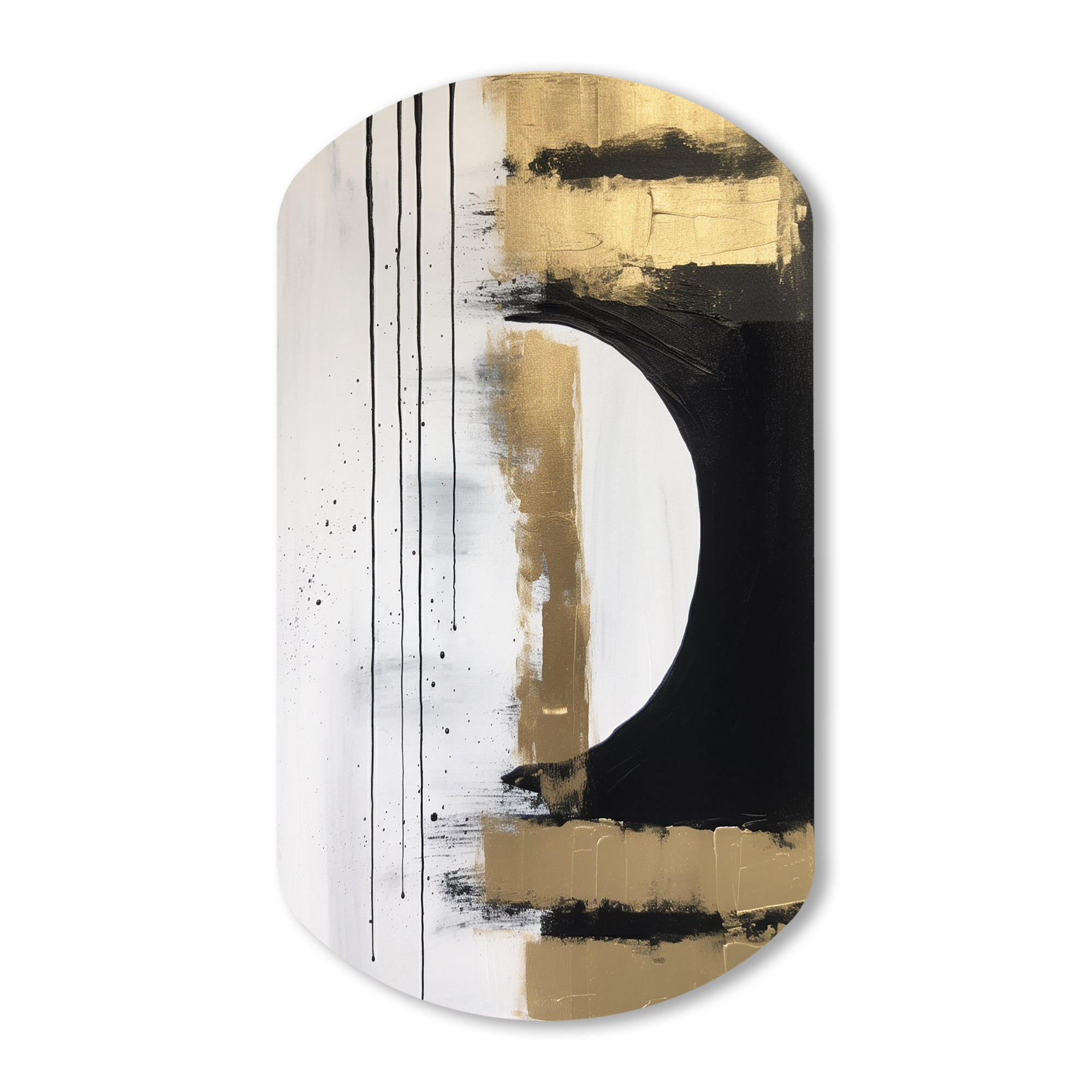 Design Art Minimal Joy In Black And Gold V - Abstract Painting Cylinder ...