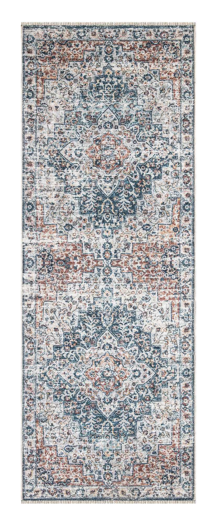 Bungalow Rose Washable Non-Slip Traditional Oriental Rug for Entryway ...