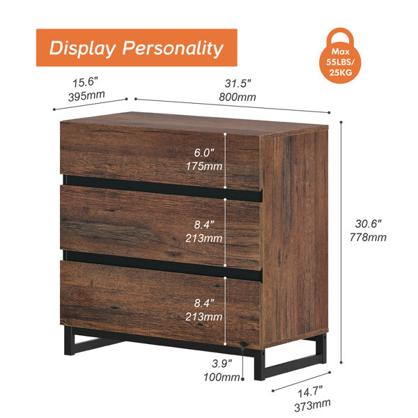 Latitude Run® Modern Wooden Dresser For Bedroom Or Living Room, Closet ...