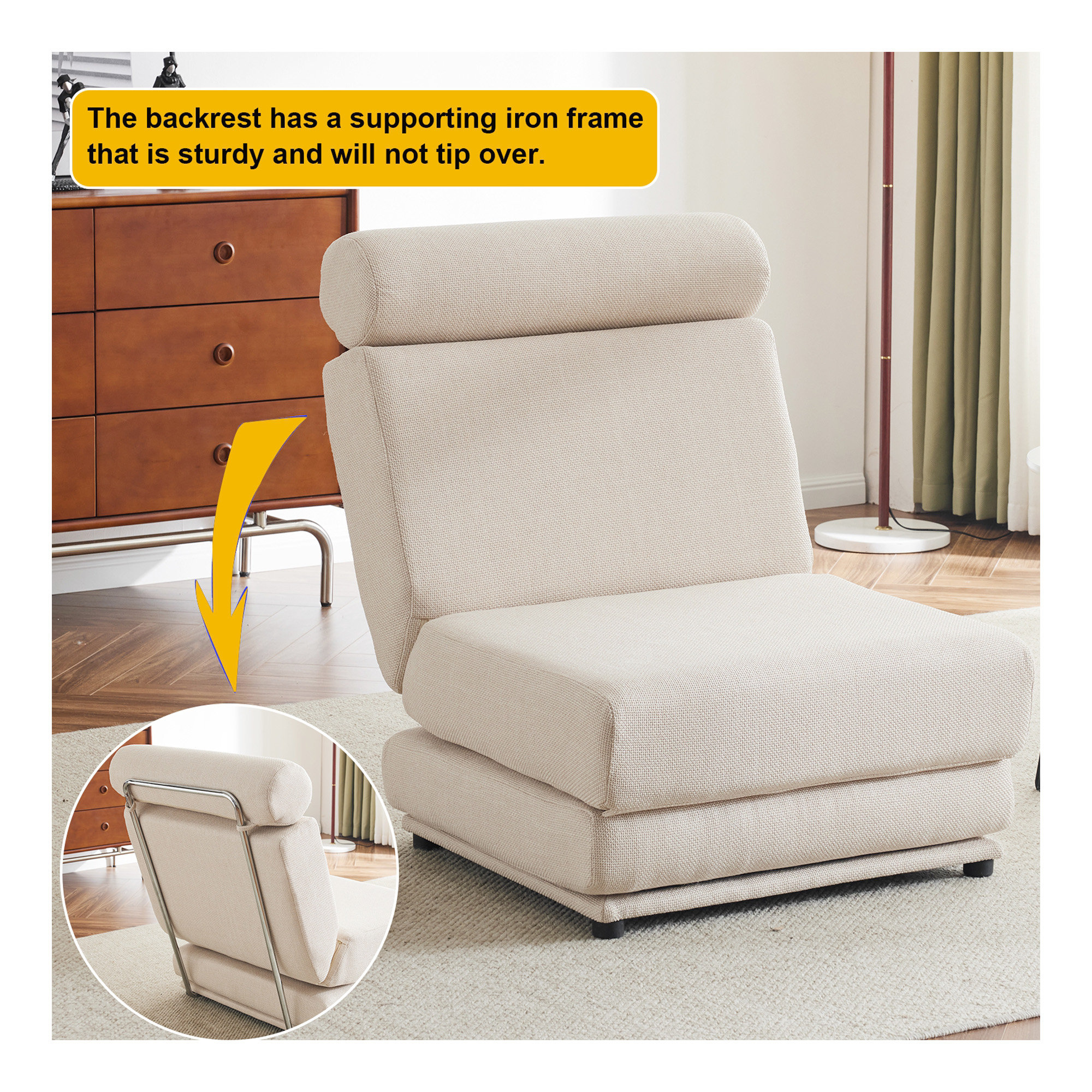 Trule Single Sofa Chair Foldable Single Sofa Bed with Pillow,Portable ...