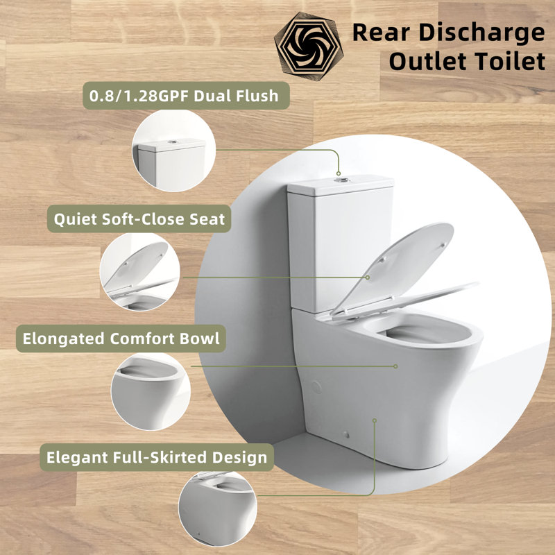 MaceratingFlo 18-Inch ADA Tall Rear Outlet Toilet, Elongated Bowl with ...