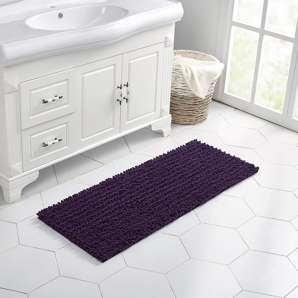 Ebern Designs Bathroom Rug Non Slip Bath Mat (44X24 Inch Dark Purple ...