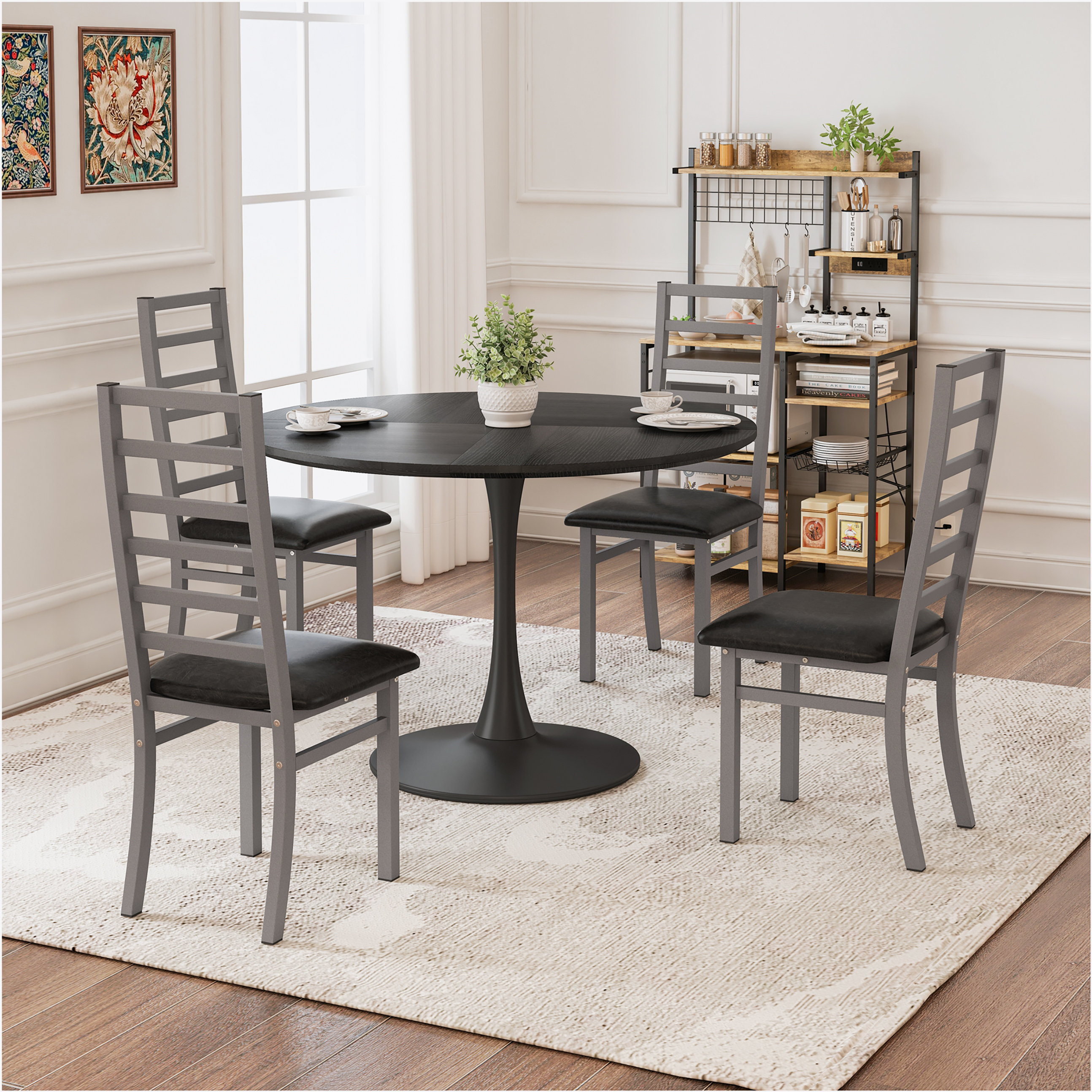 Lark Manor Dining Table Set for 4, 47 Inch Table with 4 Chairs for ...