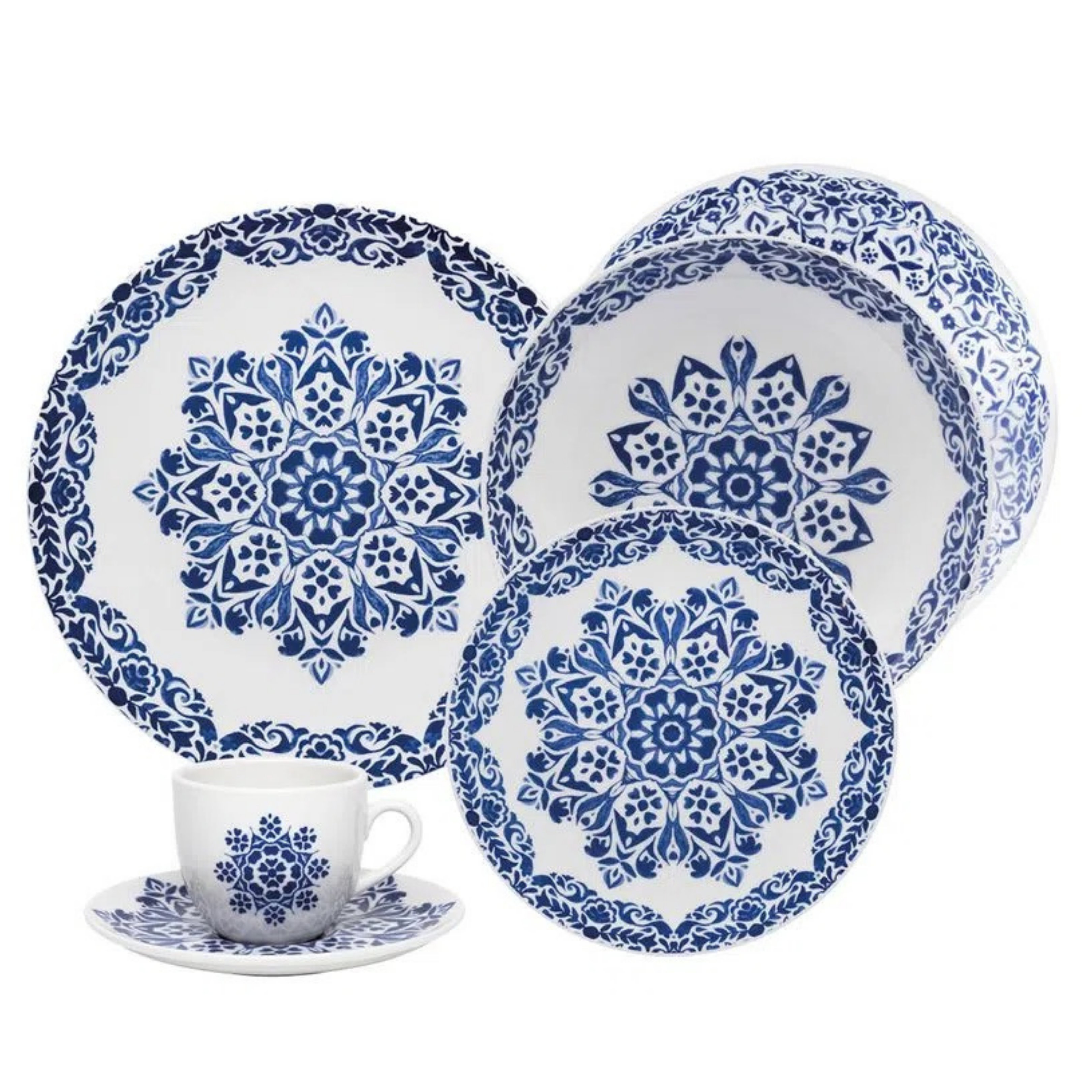 Canora Grey Liadan Blue Indian 20 Pieces Dinnerware Set, Service For 4 ...