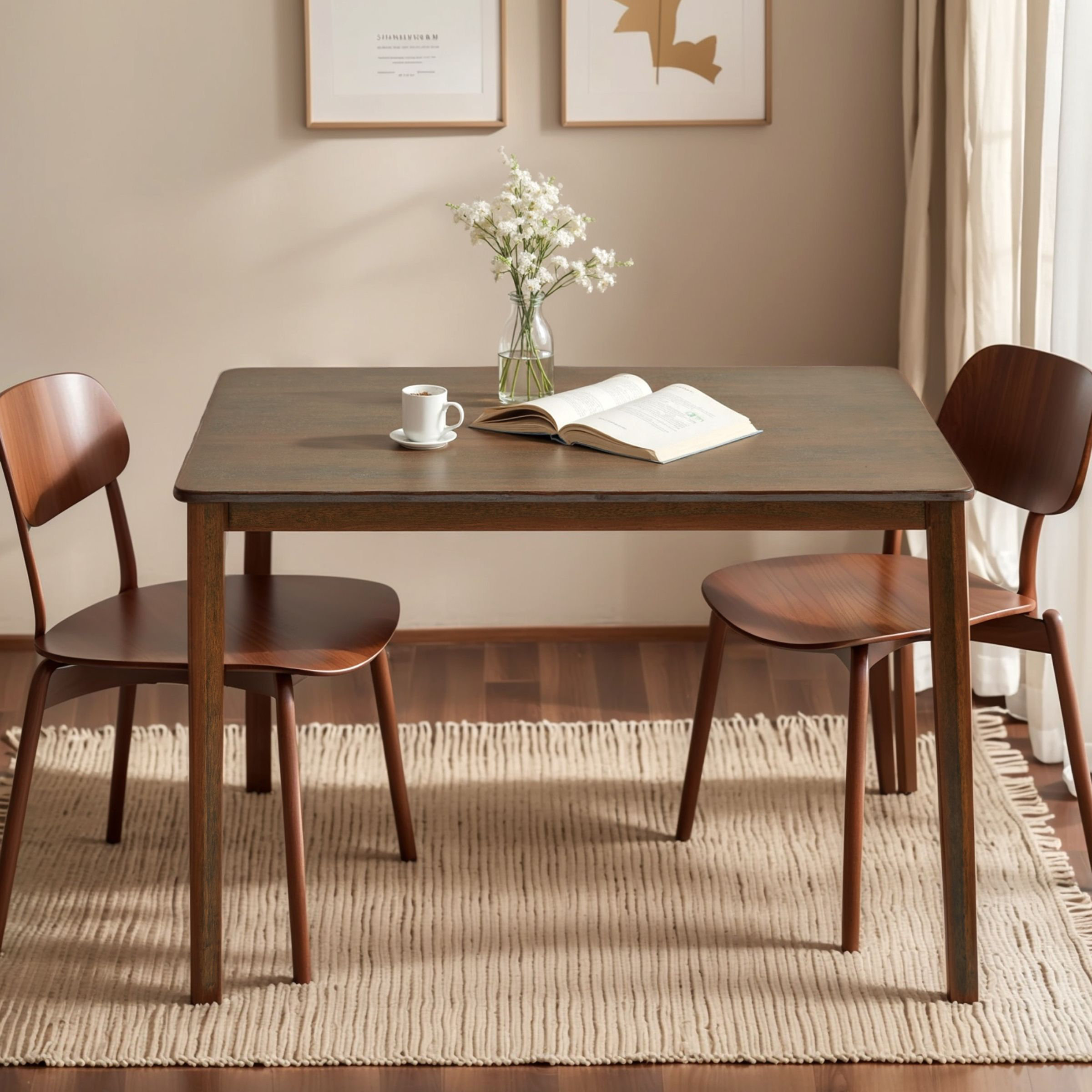 Lark Manor™ Momordique Modern Farmhouse Square Table, Cozy Wooden ...