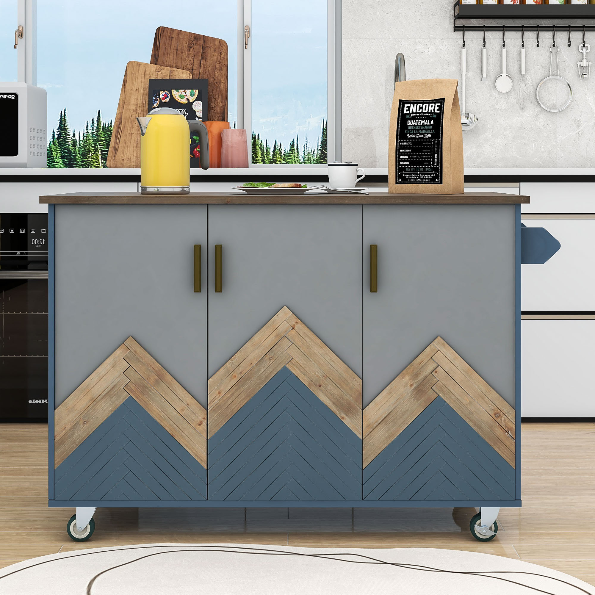 Latitude Run® Lombaugh Kitchen Island with Storage and Drop Leaf ...