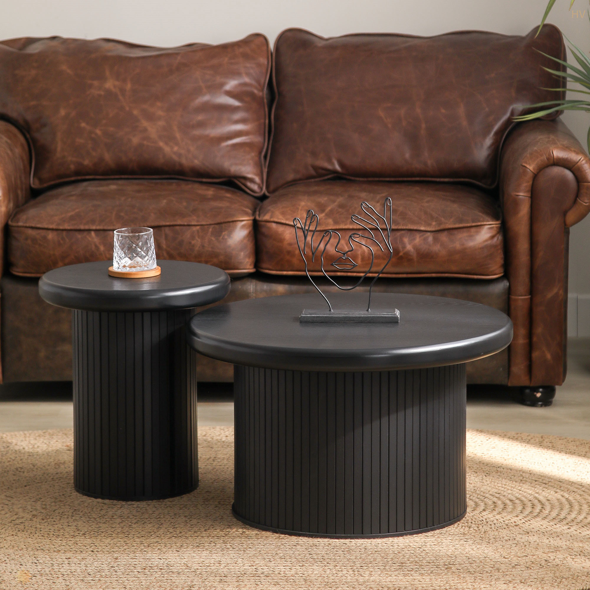 George Oliver Modern Round Coffee Table Set – Dual Table Combination ...