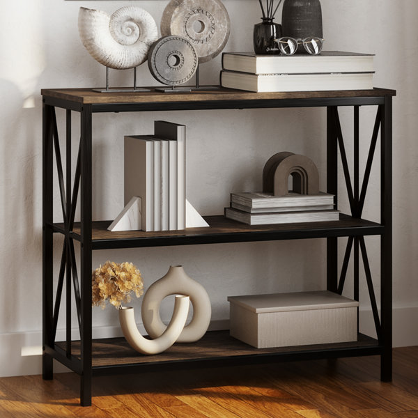 17 Stories Mariamu 3-Tier Bookshelf Set – Industrial Style Wooden ...