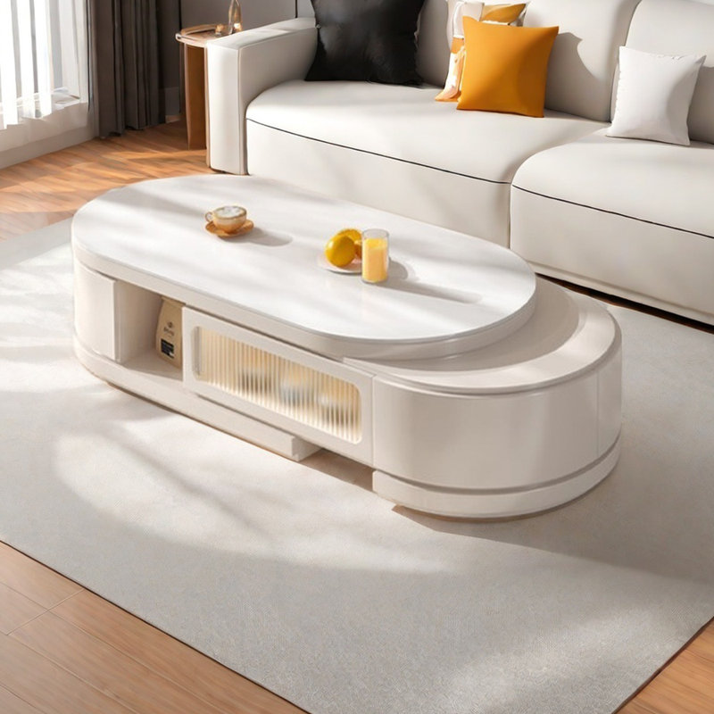 Orxva Galaxy Cream Style Oval Extendable Coffee Table | Wayfair