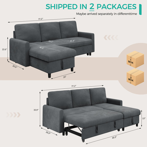 Ebern Designs Canapé-lit convertible 77,2 po et Commentaires - Wayfair ...