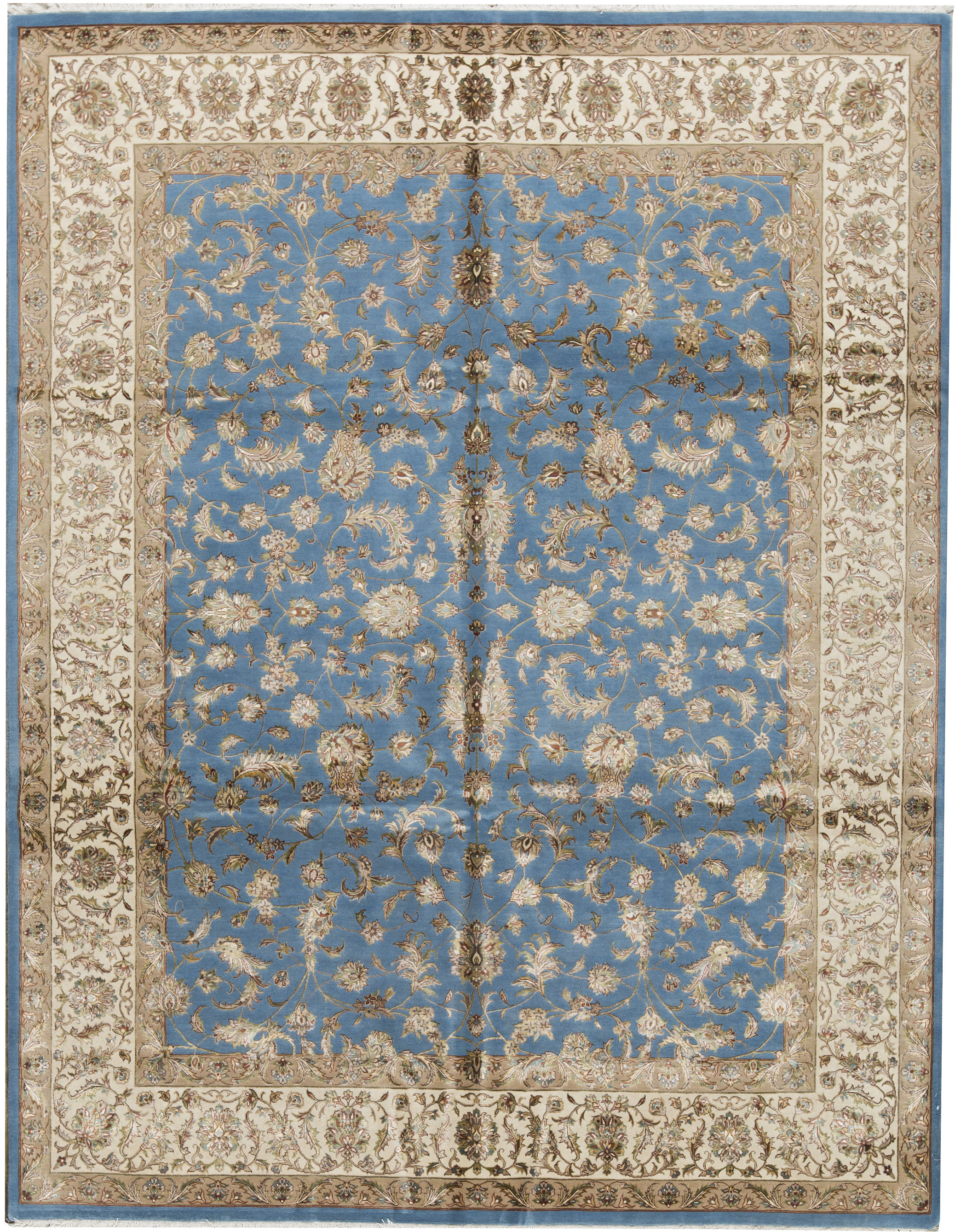 Bokara Rug Co., Inc. Hand-Knotted High-Quality Turquoise and Ivory Area ...