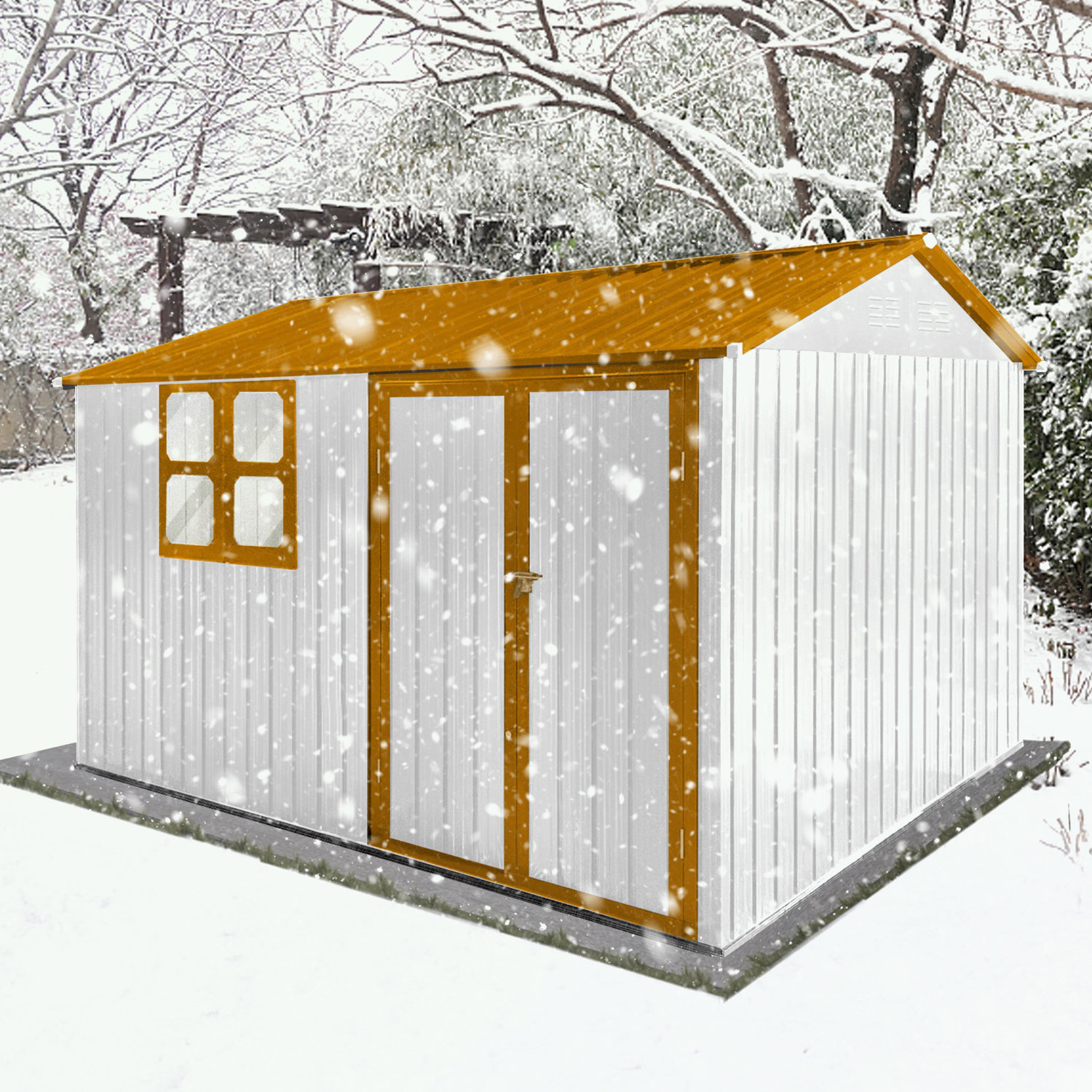 hanada Metal storage sheds with two Doors, window and vents | Wayfair