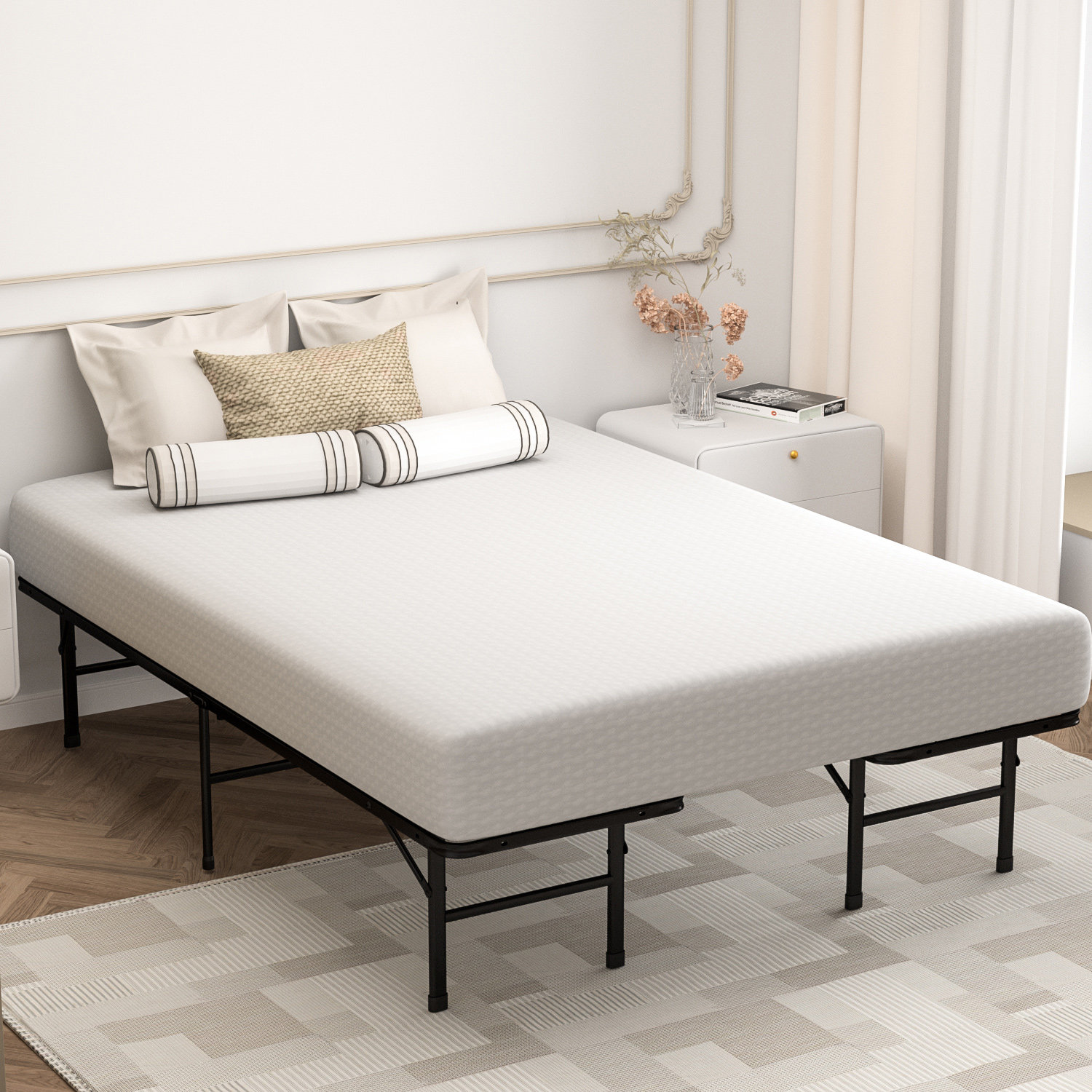 Ebern Designs Roselynne 14'' Adjustable Bed Frame Folding Bed Frame ...