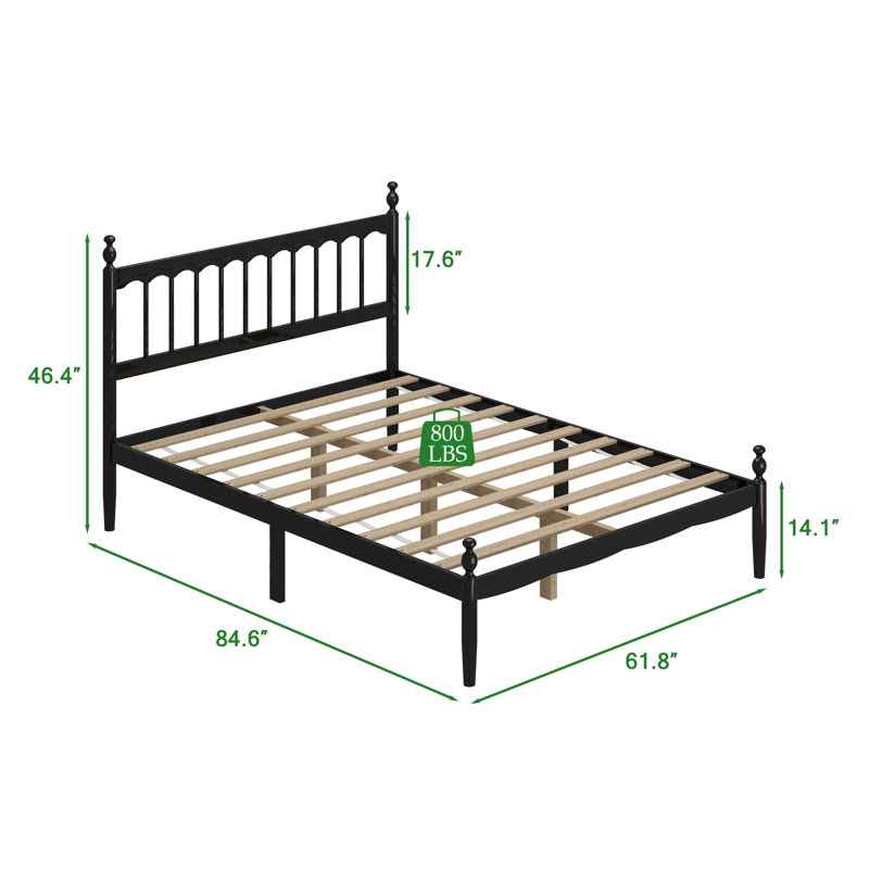 Alcott Hill Solid Wood Low Profile Platform Bed With Contemporary Style ...