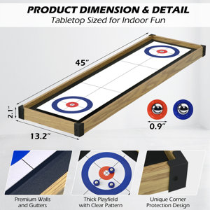 RayChee Shuffleboard And Curling 2 In 1 Board Games, Portable Two Sided ...