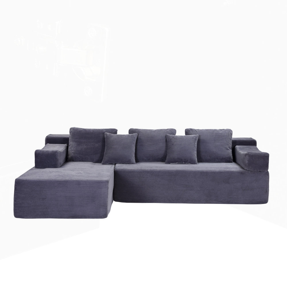 Ebern Designs Modern L-Shape Chaise Sofa with Deep Seats Upholstered ...