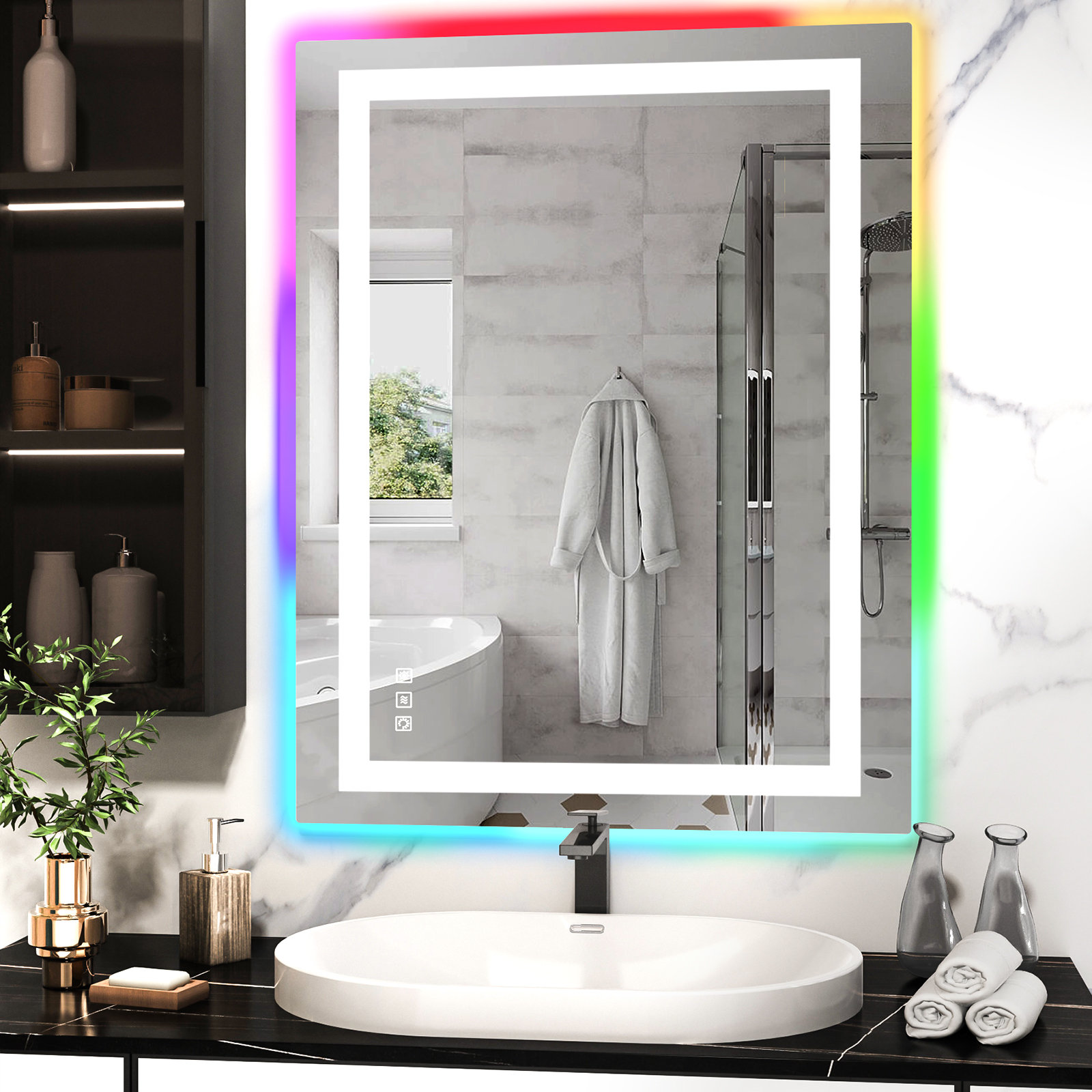 Orren Ellis Gaulrapp Anti-Fog RGB Backlit & LED Frontlit Bathroom ...