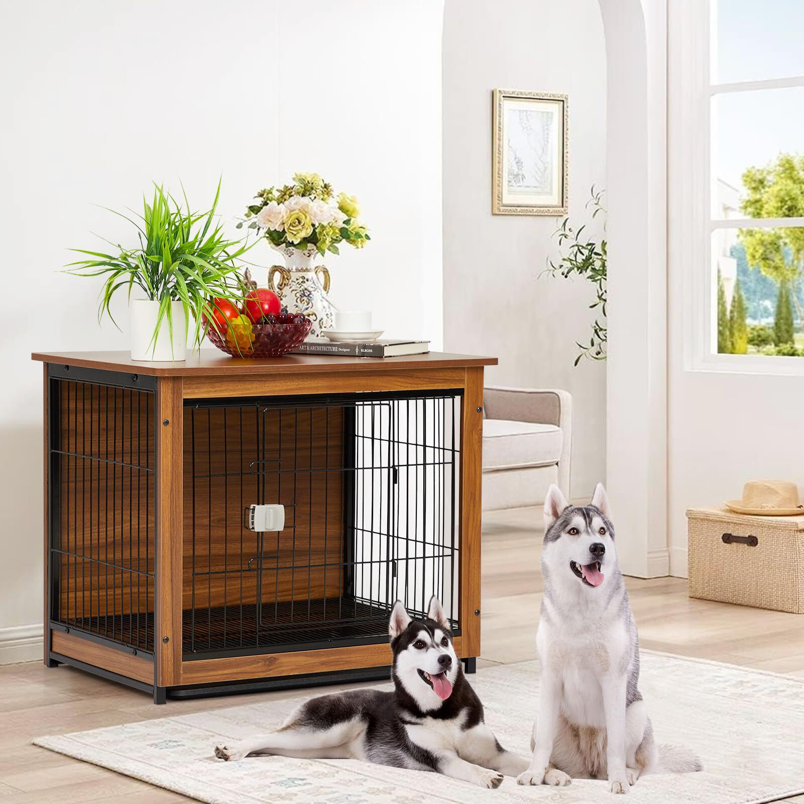 Tucker Murphy Pet™ 31 Inch Wooden Dog Crate Furniture Large, Dog Cage ...