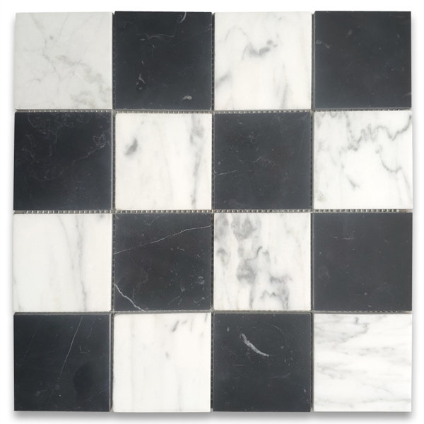 Marble Online 12" x 12" Marble Grid Mosaic Wall & Floor Tile | Wayfair