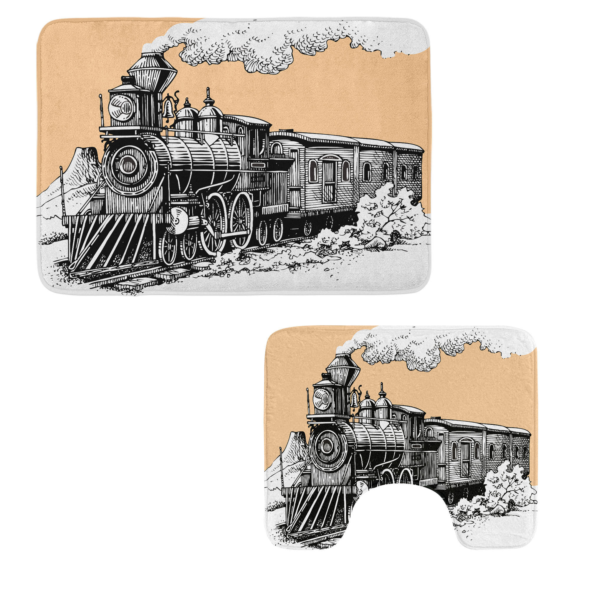 East Urban Home Steam Engine Bathroom Rug Set 2 Pieces Rectangle ...