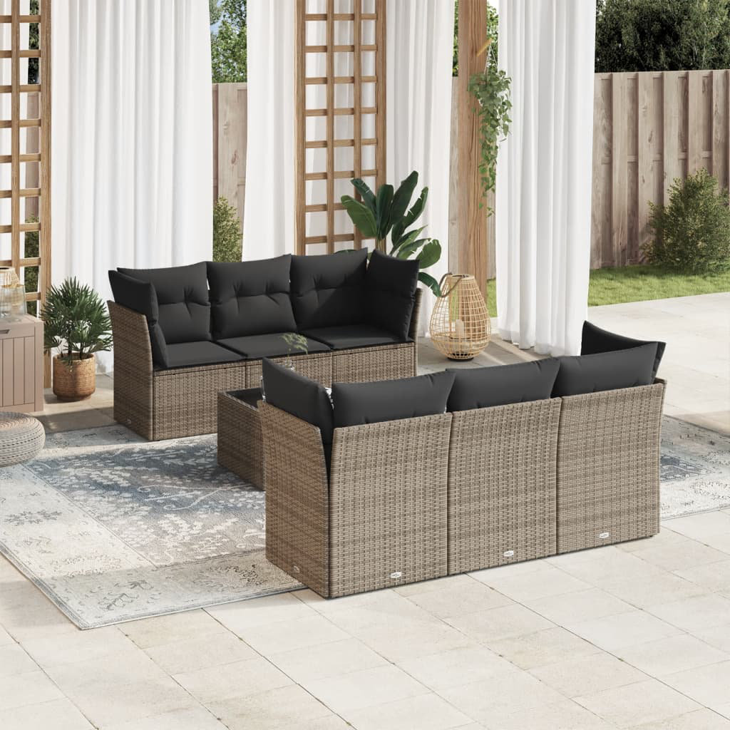 Vidaxl Garden Sofa Set Grey PE Rattan Large Modular Garden Sofa Set ...