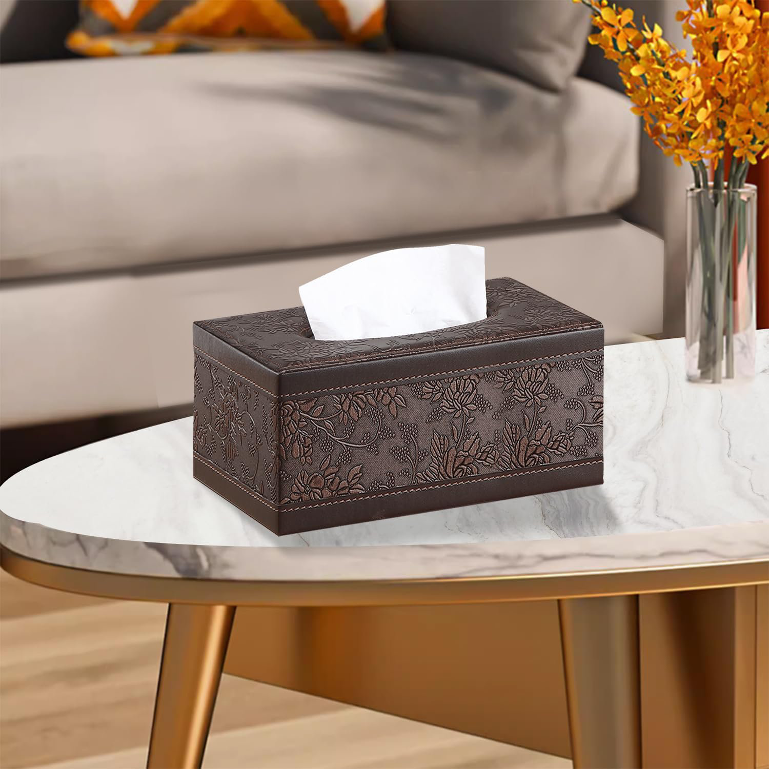 Lark Manor™ Leather Tissue Box Cover Rectangle,Tissues Box Holder ...