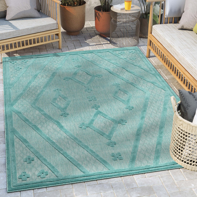 Well Woven Sila Mali Outdoor Moroccan Tribal Teal Indoor/Outdoor Area ...