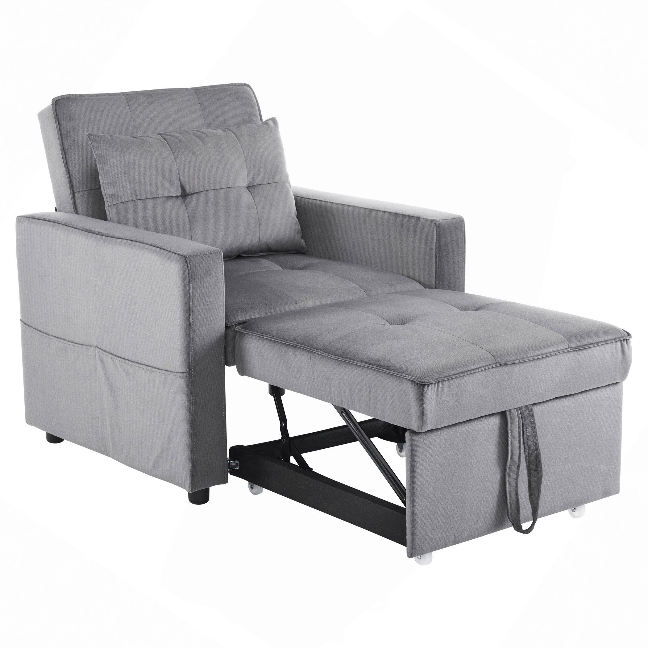 Latitude Run® Convertible Sleeper Sofa Chair Bed With Pillow & Pocket ...