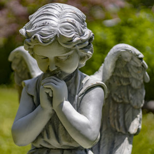 Trinx Sitting and Praying Child Angel Magnesium Garden Statue | Wayfair