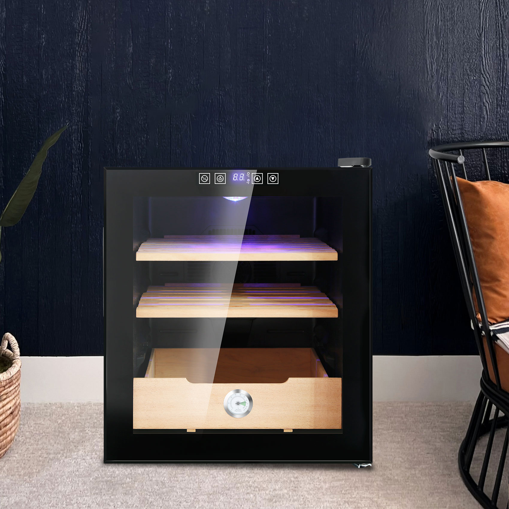 TCMT 50L 300 Capacity Electronic Cigar Humidor Cooler with Spanish ...